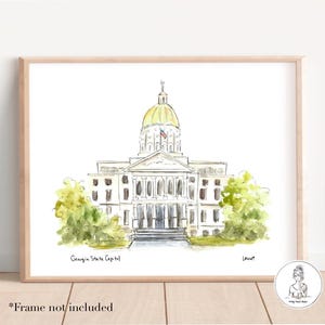 Georgia State Capitol Building, Watercolor Art, Atlanta GA Illustration ...
