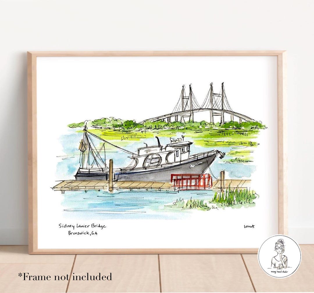 Sidney Lanier Bridge to Jekyll Island, Georgia, Marsh and Shrimp Boat ...