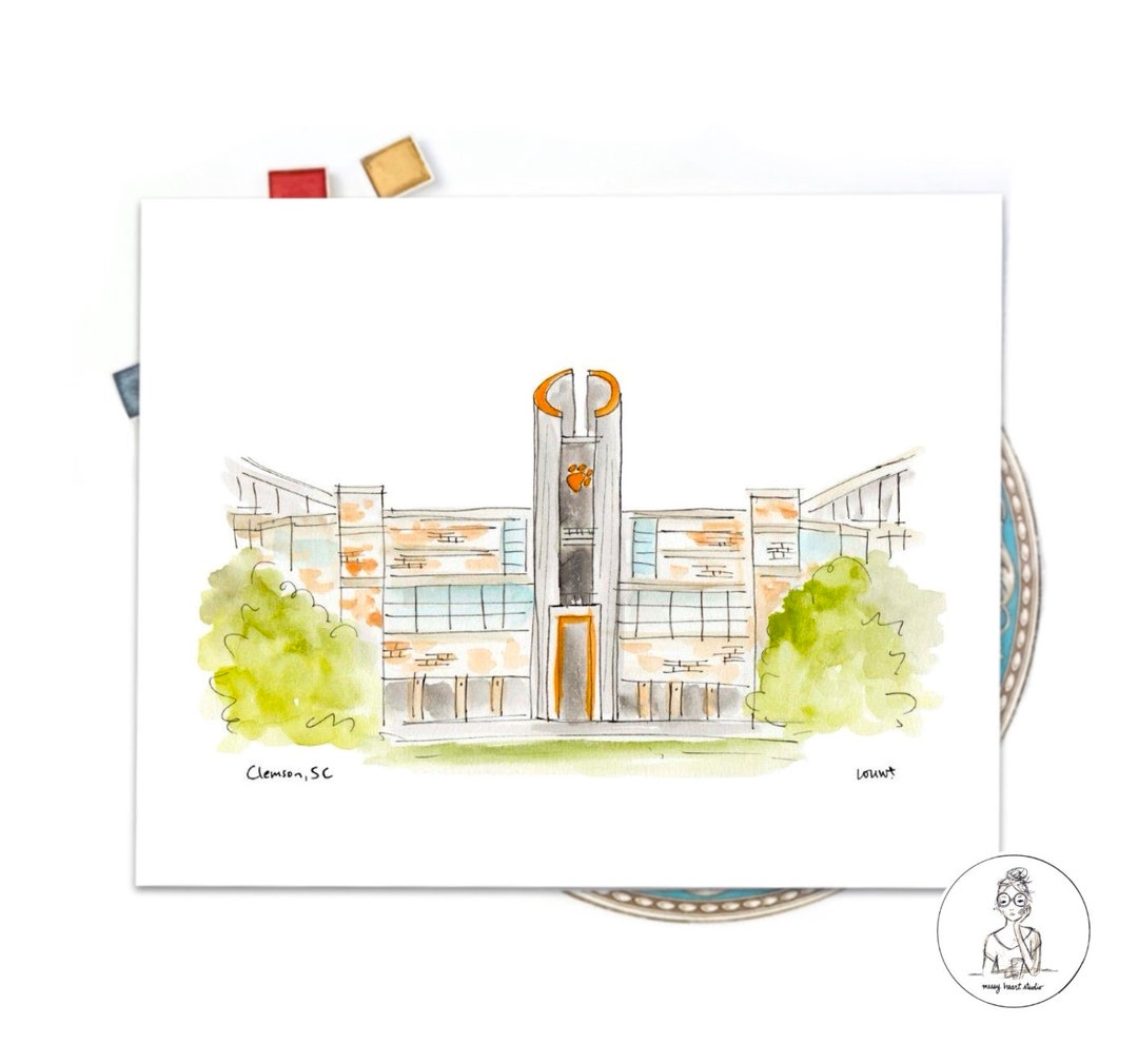 Clemson Tigers Stadium Illustration Death Valley Clemson Memorial ...