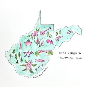 West Virginia State Art Print Personalized with your Favorite | Etsy