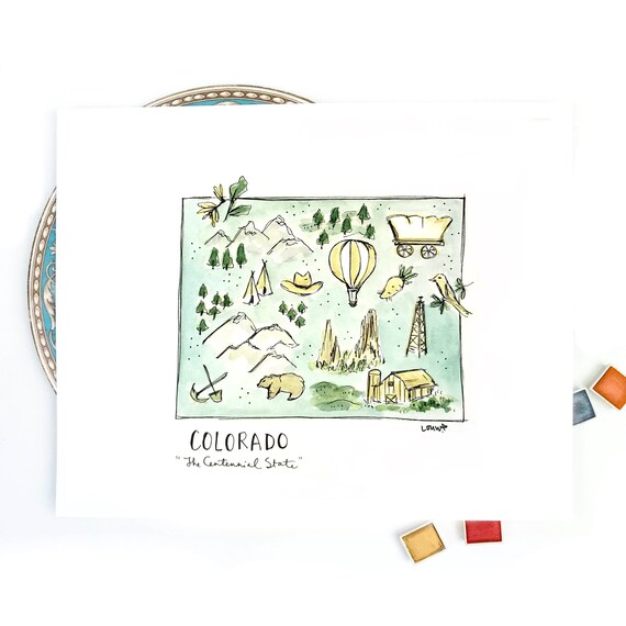 Colorado State Art Print Hand Drawn Personalized State | Etsy