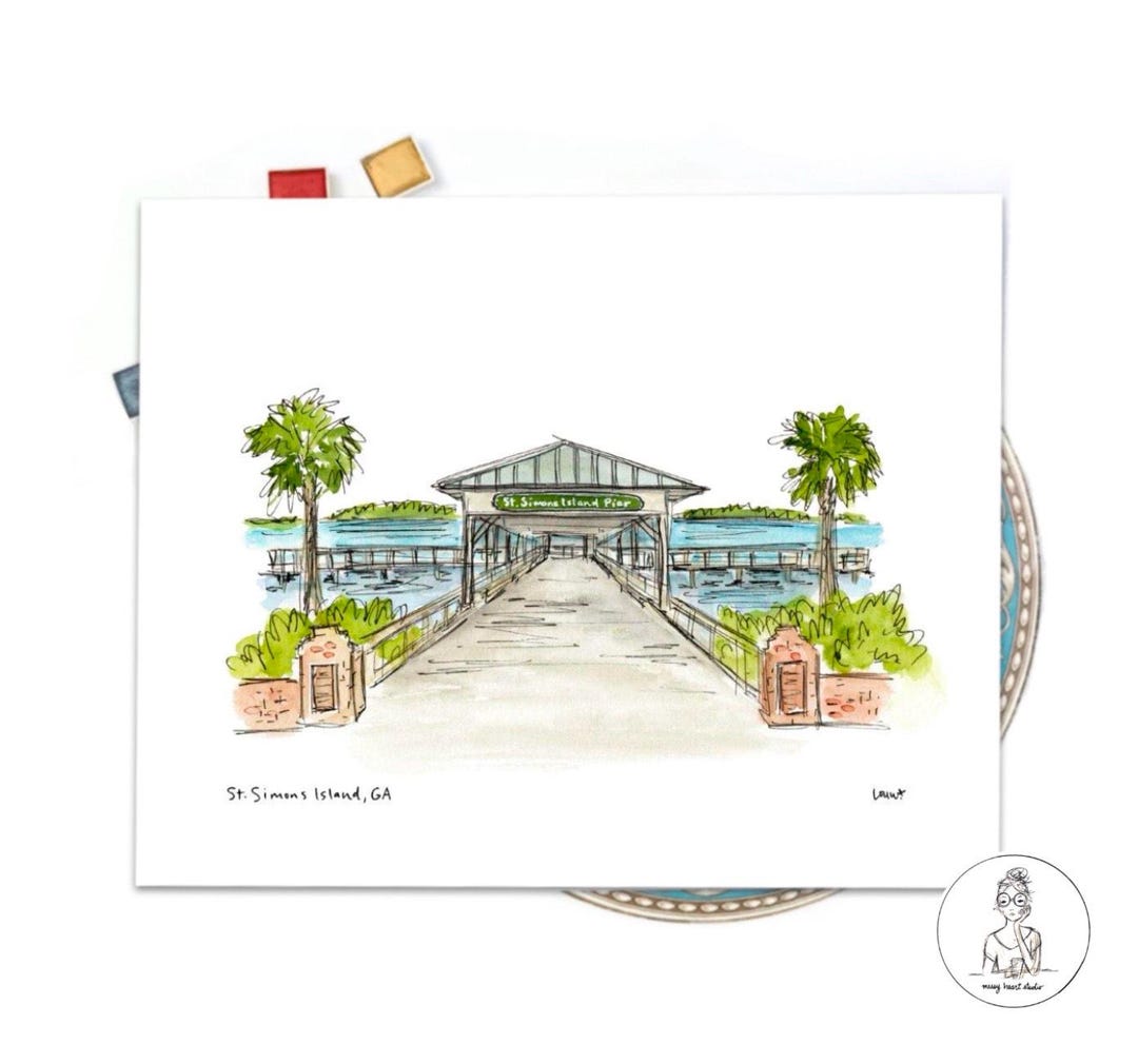 St Simons Island Pier, Coastal Wall Decor, Georgia Coast, Southern Art ...