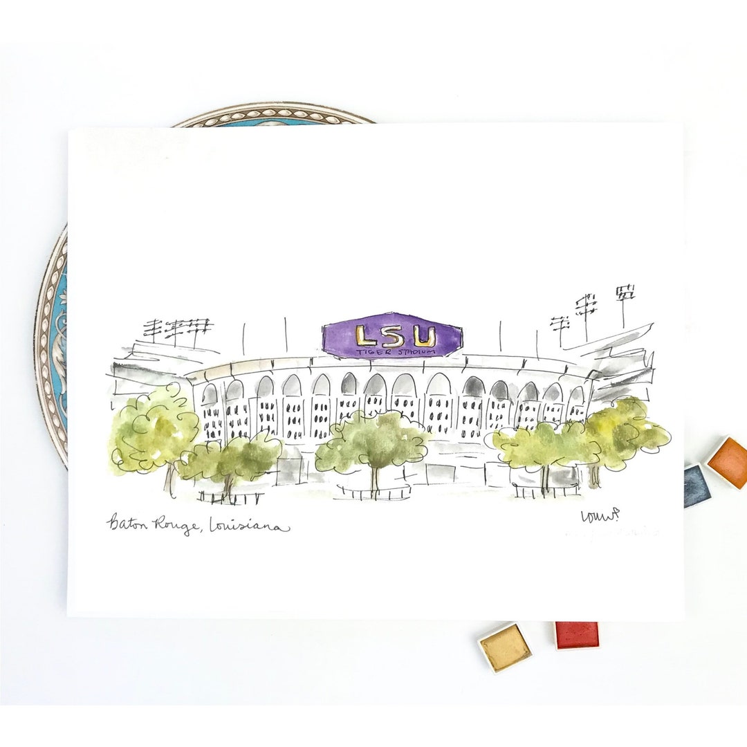 LSU Stadium Illustration Louisiana State University Football - Etsy