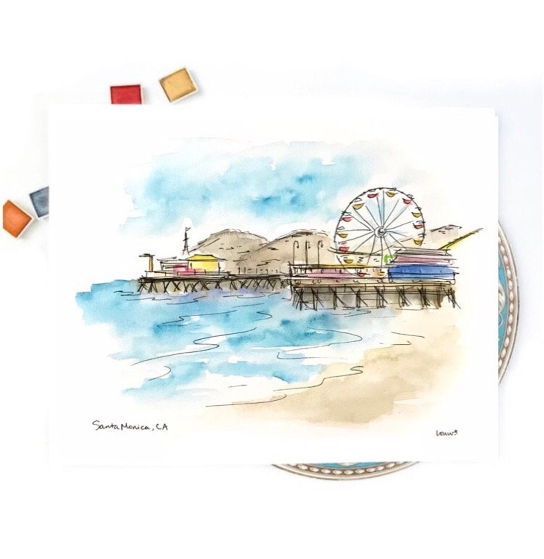 Santa Monica Pier California Art Coastal Wall Decor West - Etsy