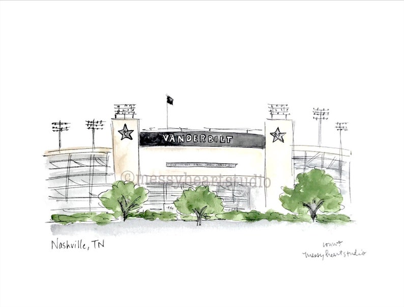 Vanderbilt University Stadium Artwork Print College Football | Etsy