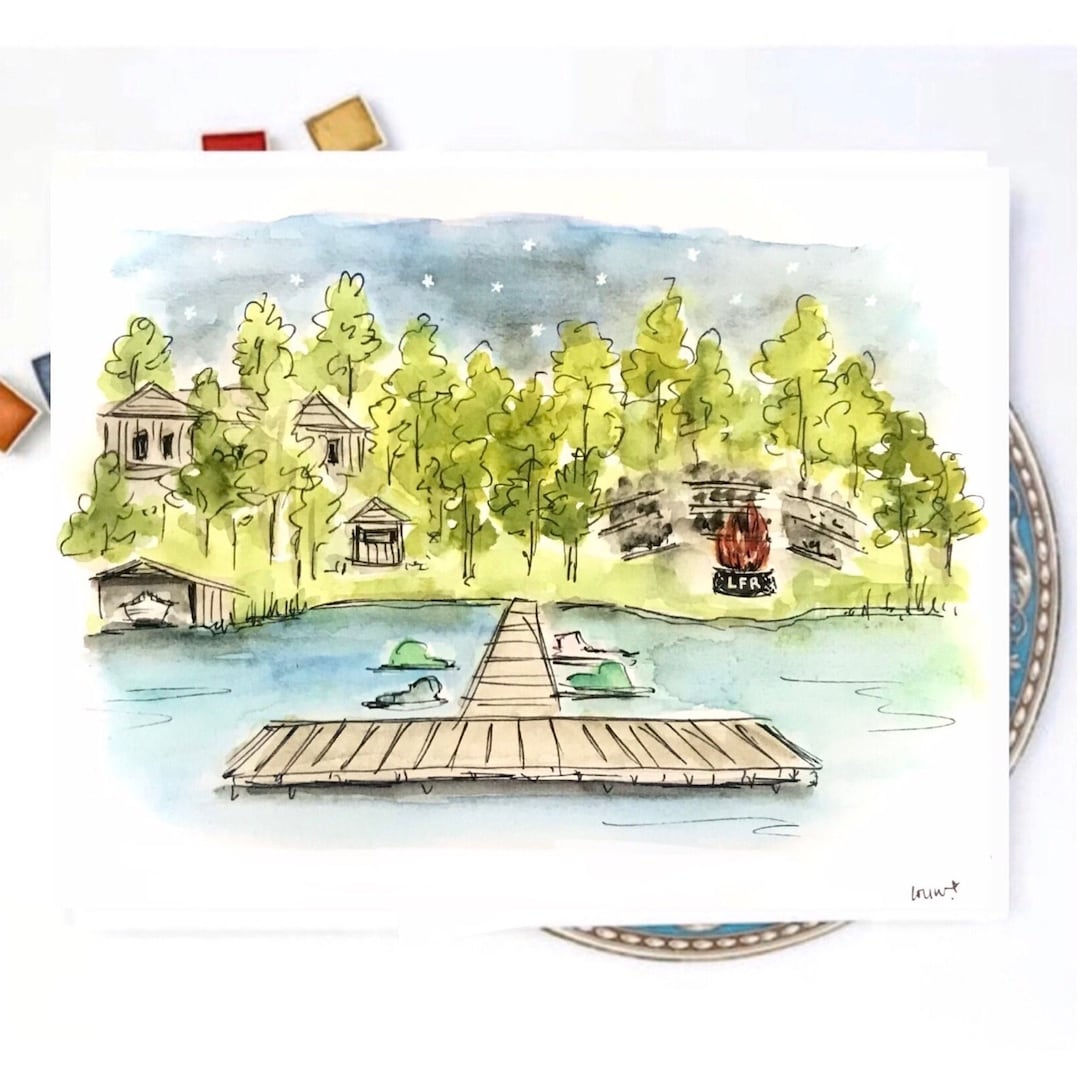 Lake Forest Ranch Bonfire Zeugnis Nacht, Macon, Mississippi, Aquarell ...