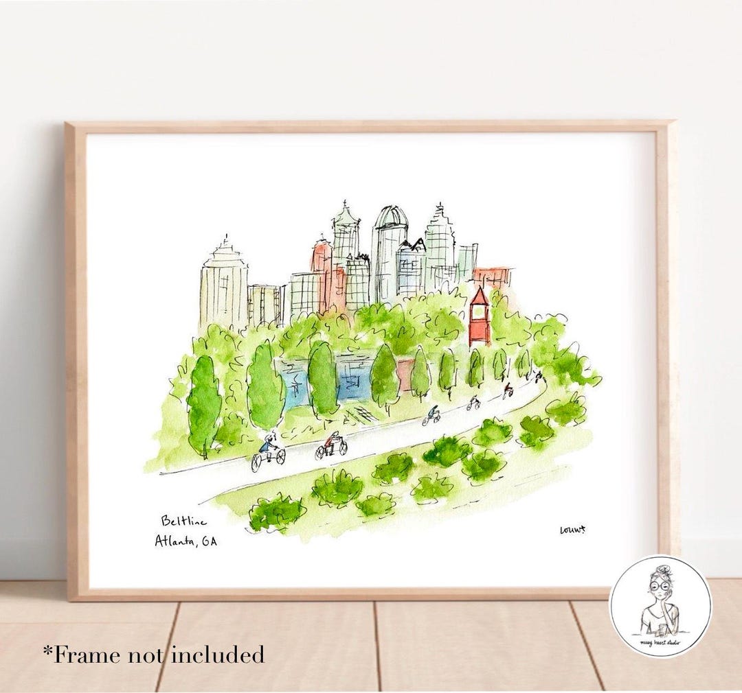 Atlanta, GA - Beltline. Watercolor & Ink Illustration, ATL Georgia ...