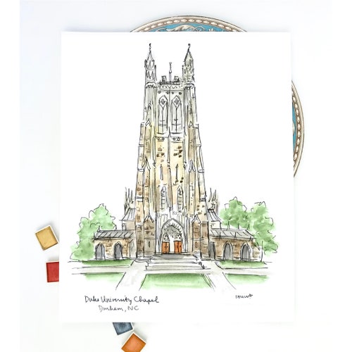 Duke University Chapel Watercolor Print - Etsy Duke University Chapel Watercolor Print - Etsy