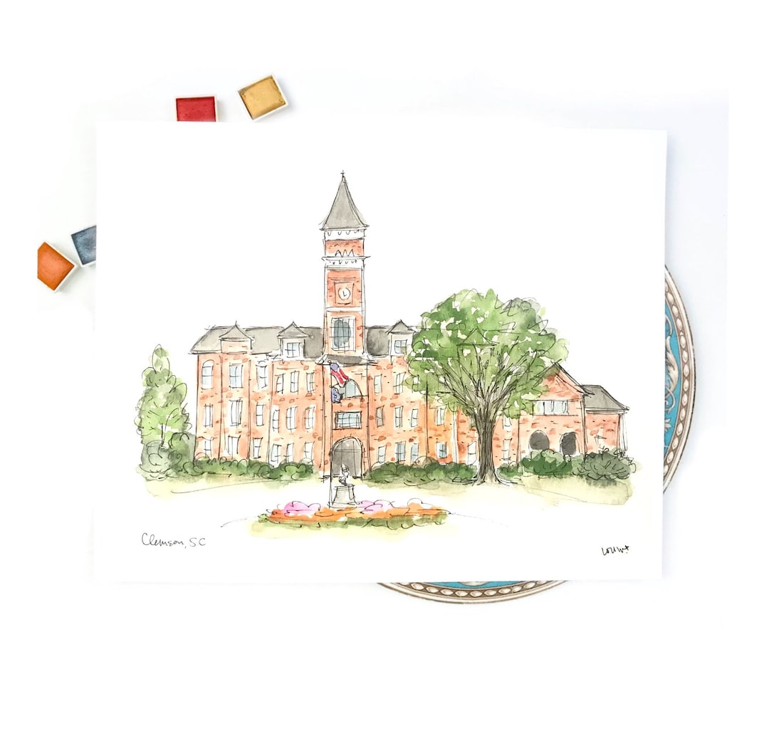 Clemson University Tillman Tower Illustration Clemson Grad, Graduation ...