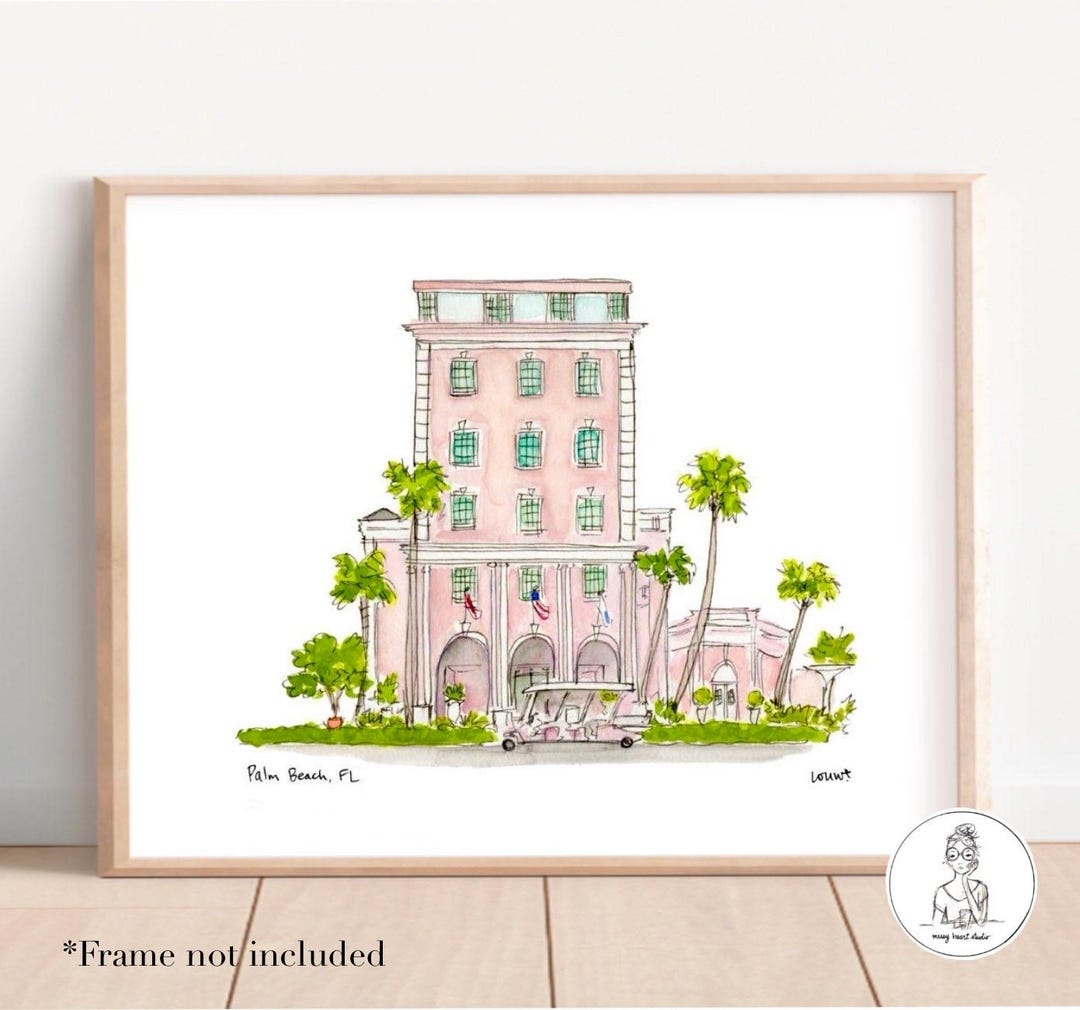 Palm Beach, FL - Colony Hotel. Watercolor and Ink Illustration ...