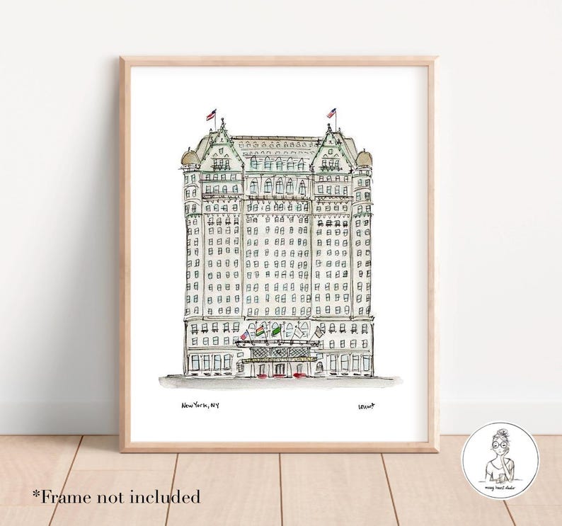 The Plaza Hotel, New York City Watercolor and Ink Art Print, NYC Art ...