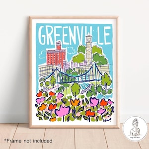 Greenville, SC - Poster Collage. Falls Park, Liberty Bridge, Landmarks ...