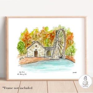 Mt. Berry, GA - Old Mill. Watercolor and Ink, Gallery Wall, Graduation ...