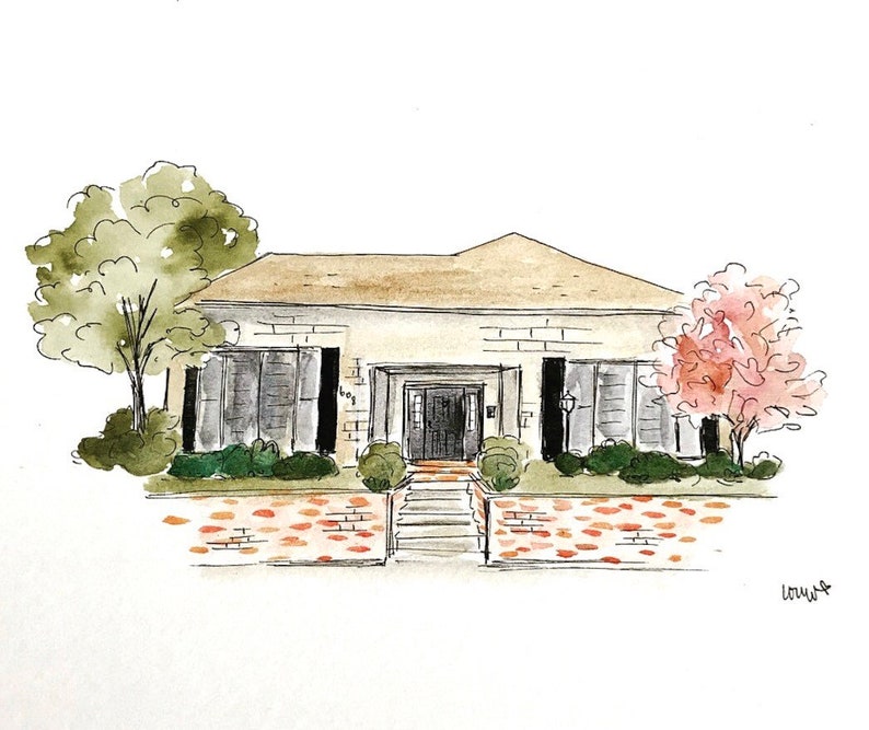 Custom home portrait House Illustration Watercolor original | Etsy