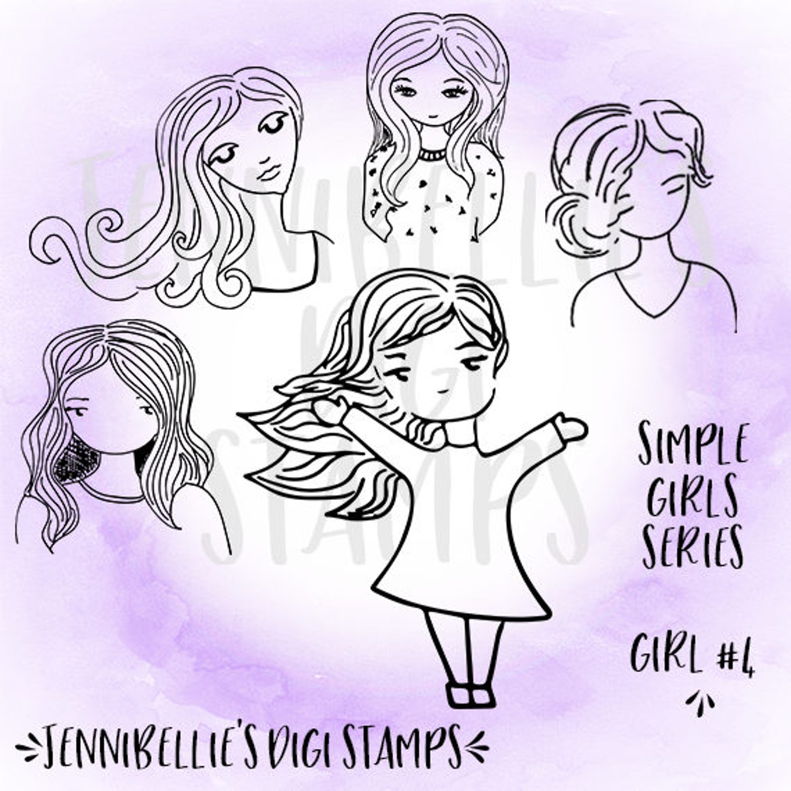 Simple Girl Digi Stamp #4 by Jennibellie - Etsy