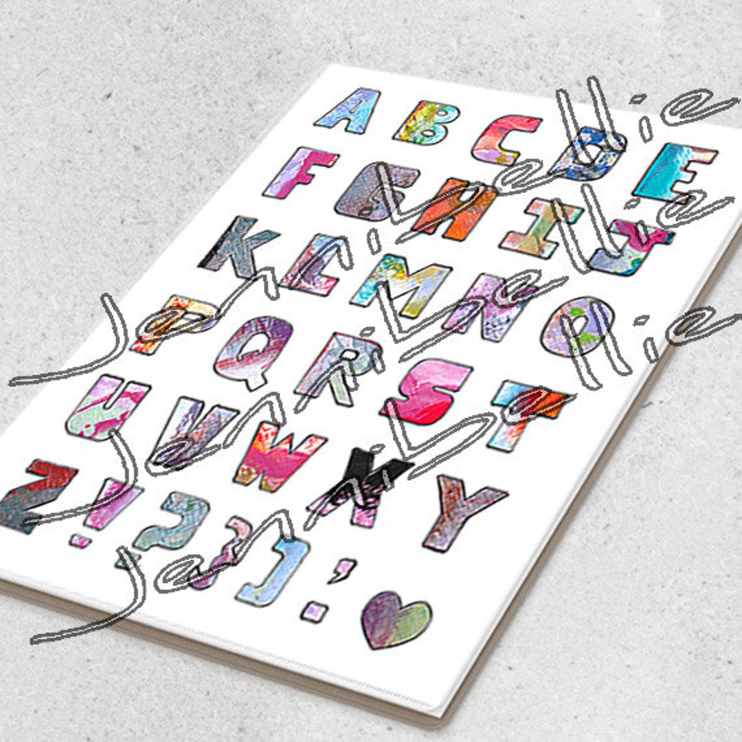 Arty Alphabet Handmade Collage Sheet for Cards, Scrapbooking, Junk ...