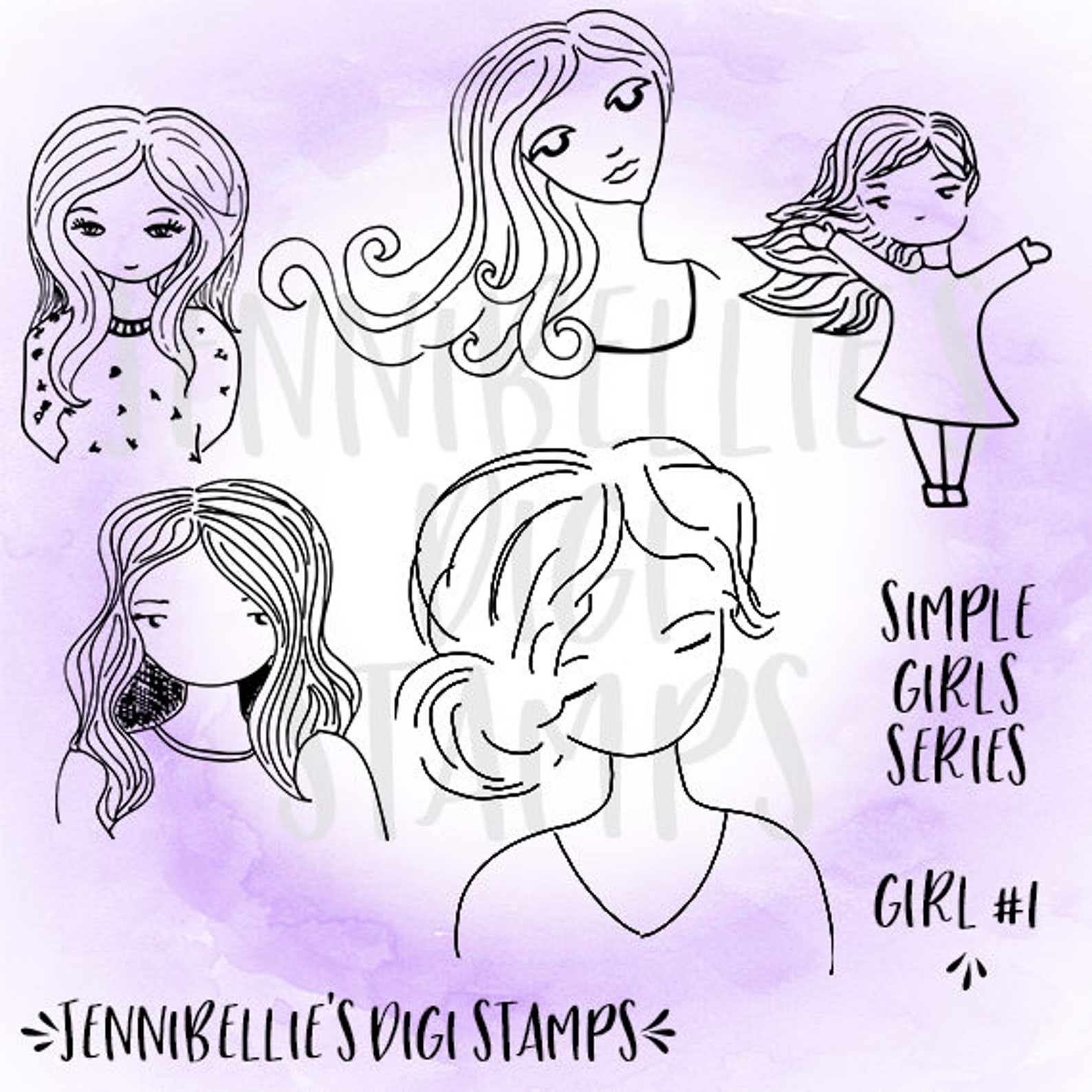 Simple Girl Digi Stamp #1 by Jennibellie - Etsy