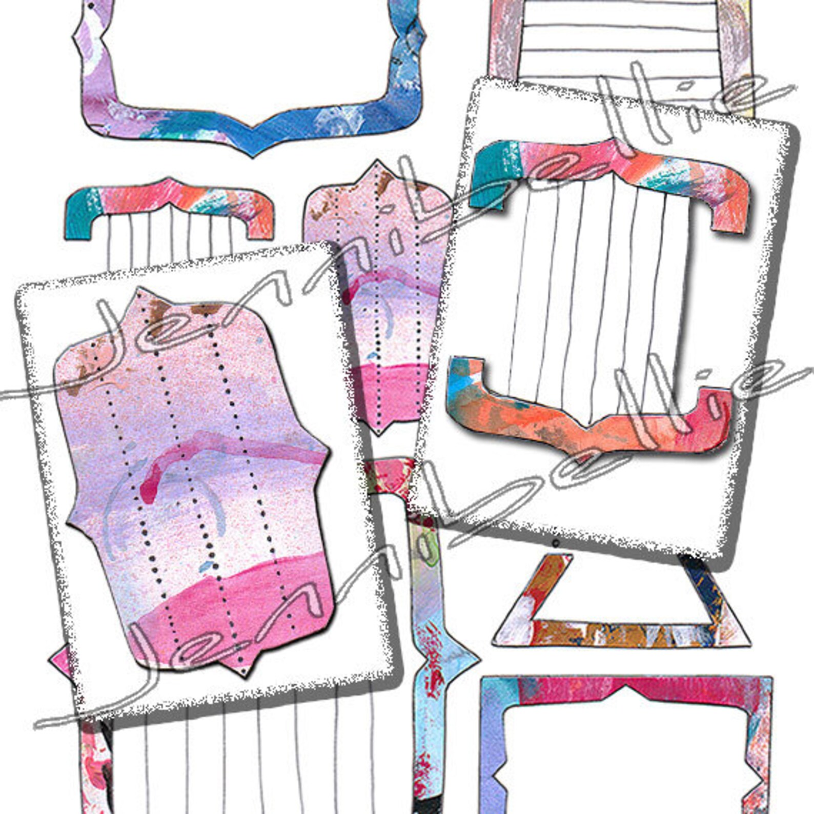 Arty Brackets Journal Spots - Handmade Collage Sheet for Planners ...