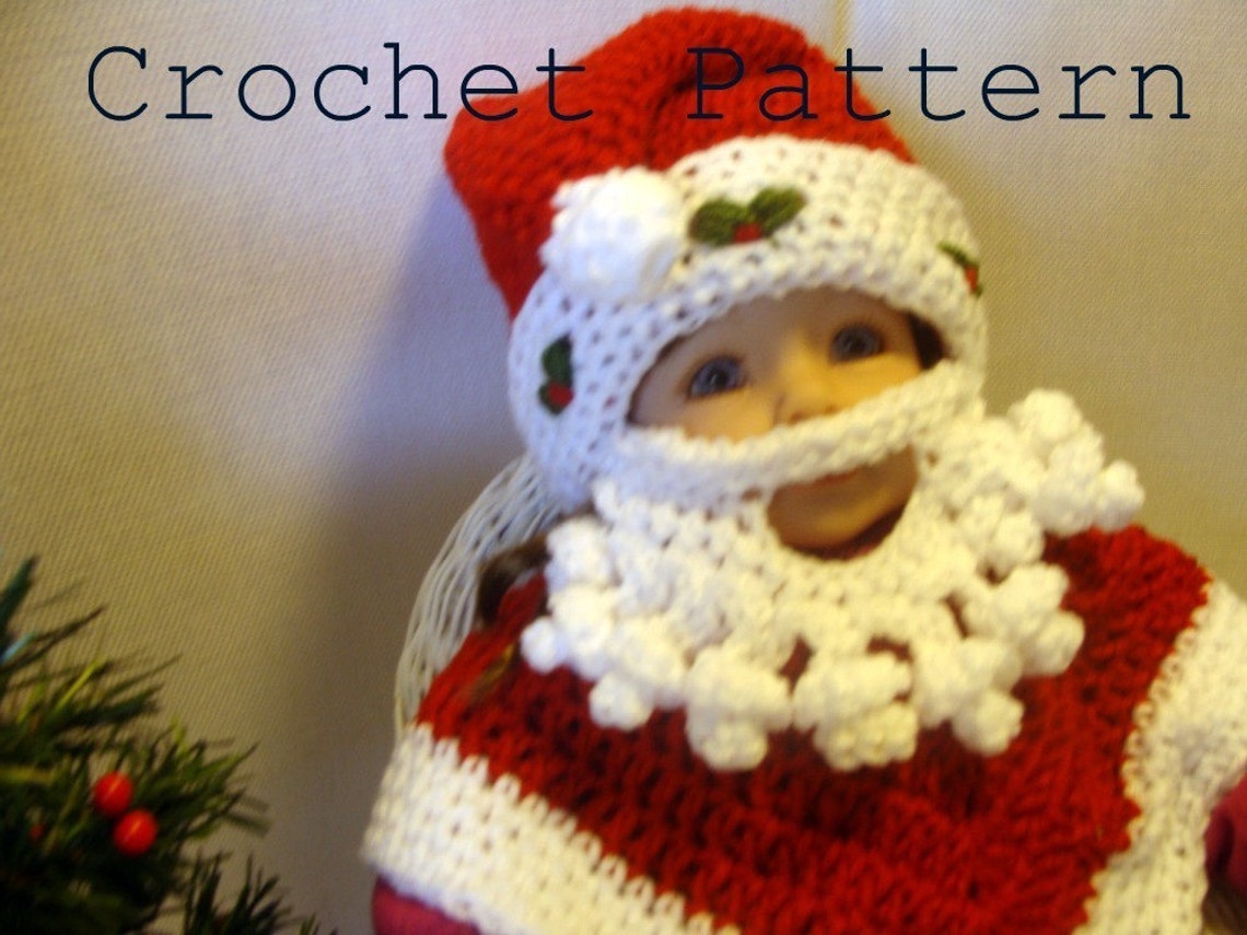 Santa Hat With Attached Beard Crochet Pattern PDF 500 3sizes - Etsy