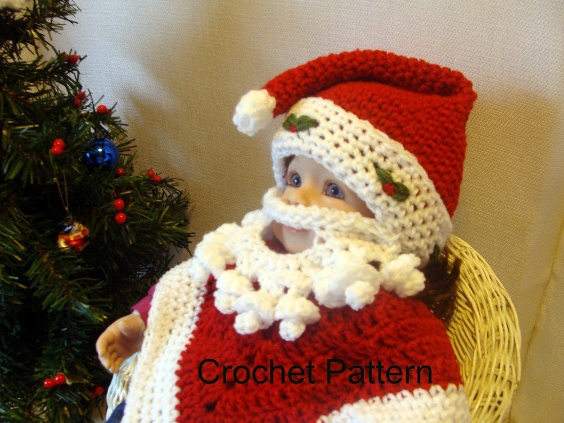 Santa Hat With Attached Beard Crochet Pattern PDF 500 3sizes - Etsy