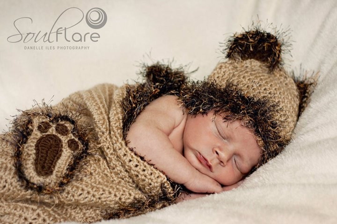 PDF 140 Brown Bear Cocoon and Hat Set Crochet Pattern - Etsy