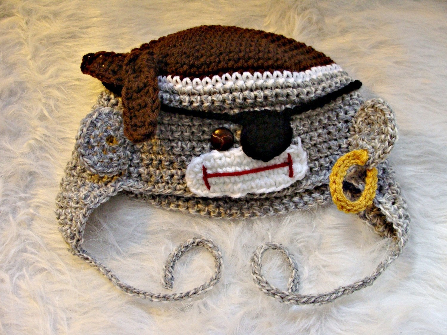 Pirate Sock Monkey Hat to Crochet Pattern Pdf542 Infant to | Etsy