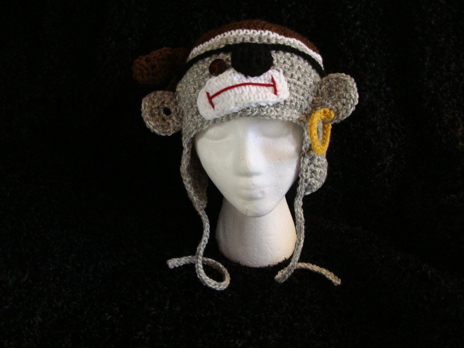 Pirate Sock Monkey Hat to Crochet Pattern Pdf542 Infant to - Etsy