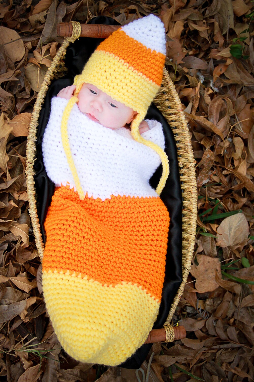 Candy Corn Cocoon and Earflap hat Crochet Pattern PDF 632 | Etsy