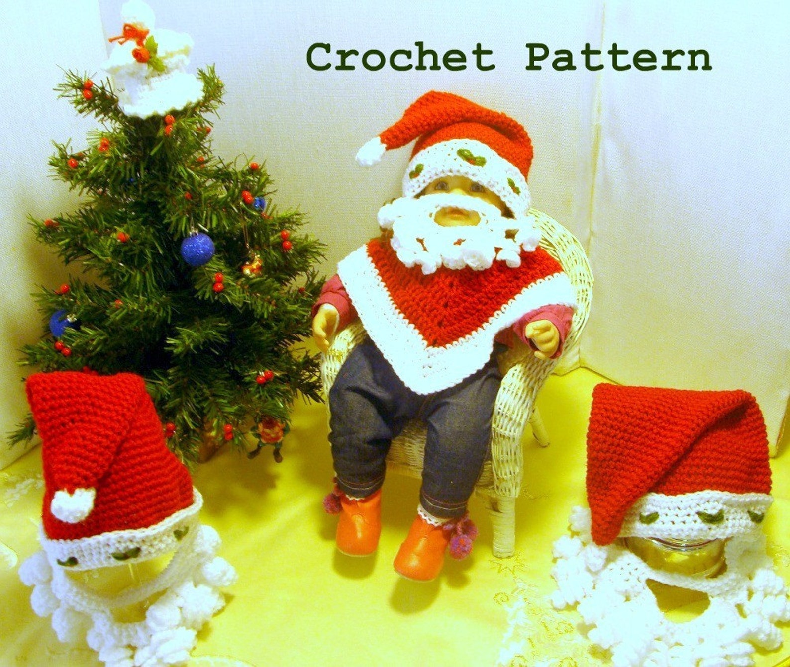 Santa Hat With Attached Beard Crochet Pattern PDF 500 3sizes - Etsy