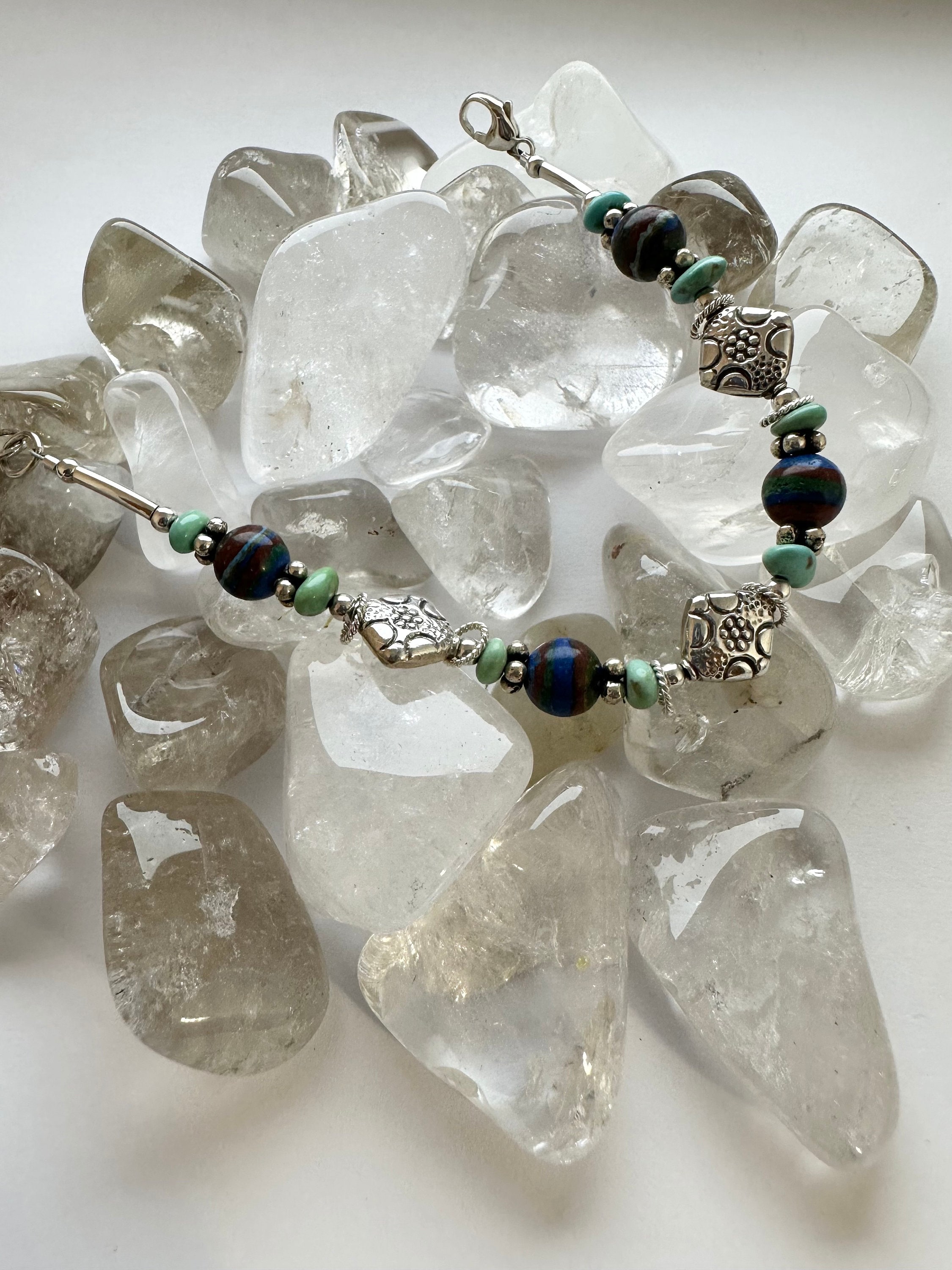 Rare Castle Dome Turquoise AZ, Rare Rainbow Calsilica, and Sterling ...