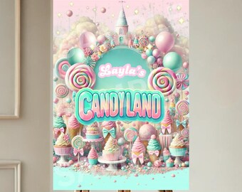 Pastel Candyland Birthday Welcome Sign Editable Template, Pastel Sweet ...