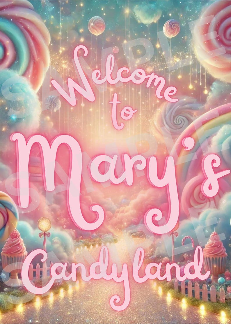 Pastel Candyland Birthday Welcome Sign Editable Template, Pastel Sweet ...