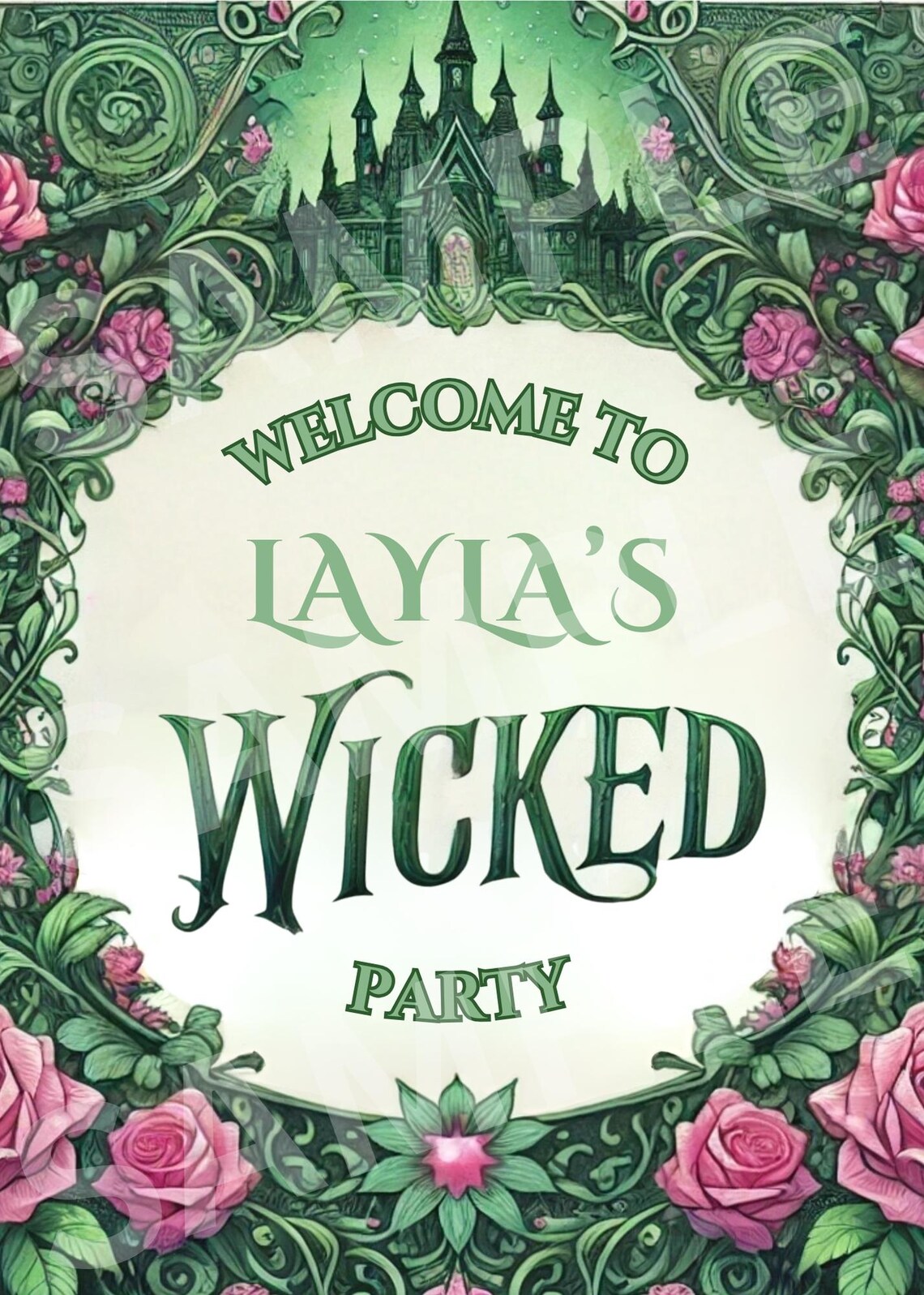 Wicked Birthday Welcome Sign Template, Pink and Green Theme ...