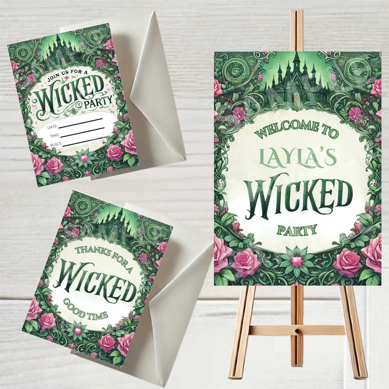 Wicked Birthday Welcome Sign Template, Pink and Green Theme ...