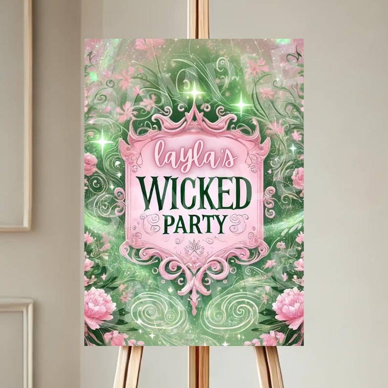 Wicked Birthday Welcome Sign Template, Pink and Green Theme ...
