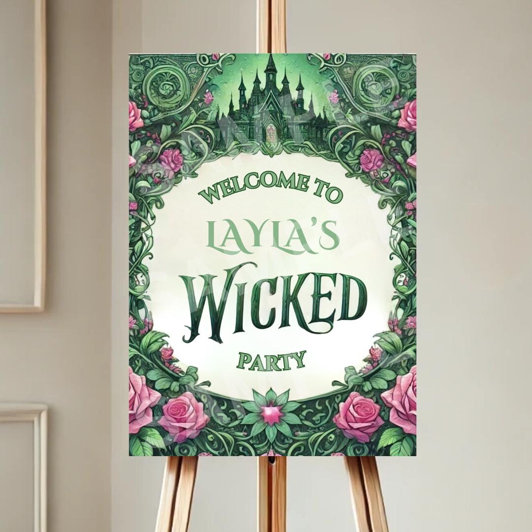 Wicked Birthday Welcome Sign Template, Pink and Green Theme ...