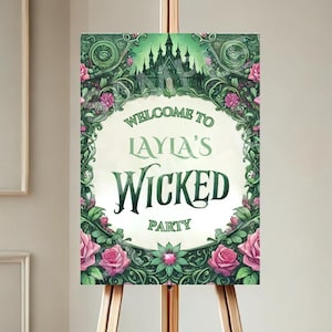 Wicked Birthday Welcome Sign Template, Pink and Green Theme ...