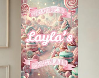 Pastel Candyland Birthday Welcome Sign Editable Template, Pastel Sweet ...