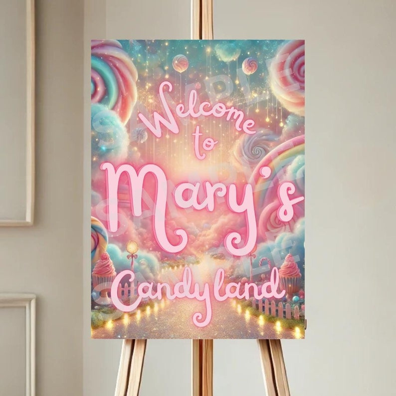 Pastel Candyland Birthday Welcome Sign Editable Template, Pastel Sweet ...