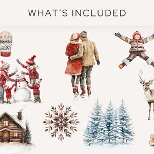 Winter Wonderland Clipart Pack, Watercolor Christmas Clipart, Christmas ...