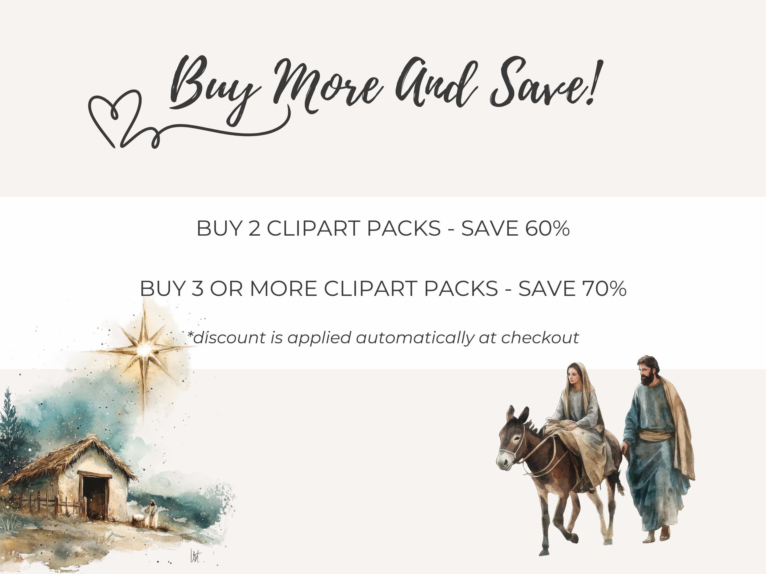 Nativity Scene Clipart Pack, Religious Christmas Watercolor Clipart ...