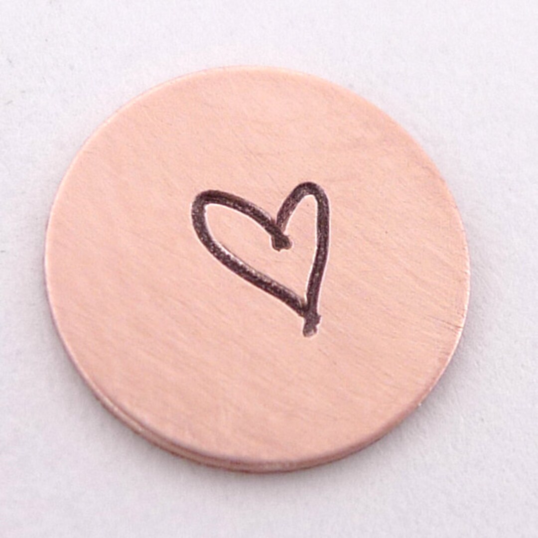 Heart Kids Drawn Heart 3mm, Child Drawing Metal Design Stamp - Metal ...
