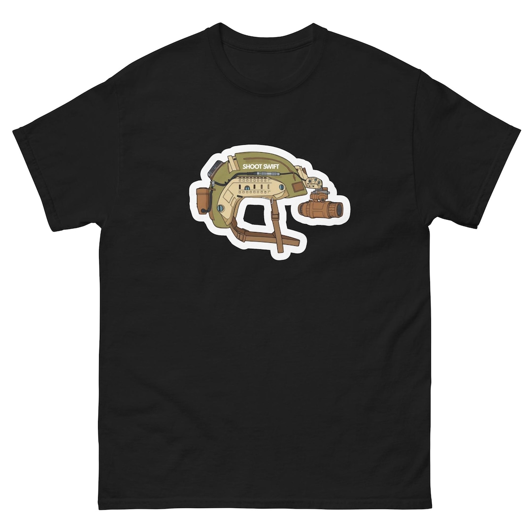 Shoot Swift Military Helmet Graphic T-shirt – Tactical Night Vision ...
