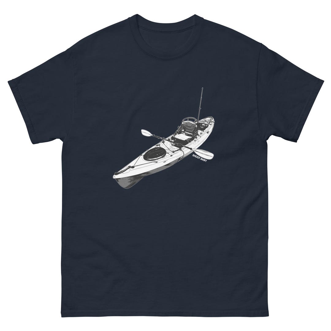 Kayak Blueprint Shirt – White Outline Kayak Graphic Tee – Paddling ...