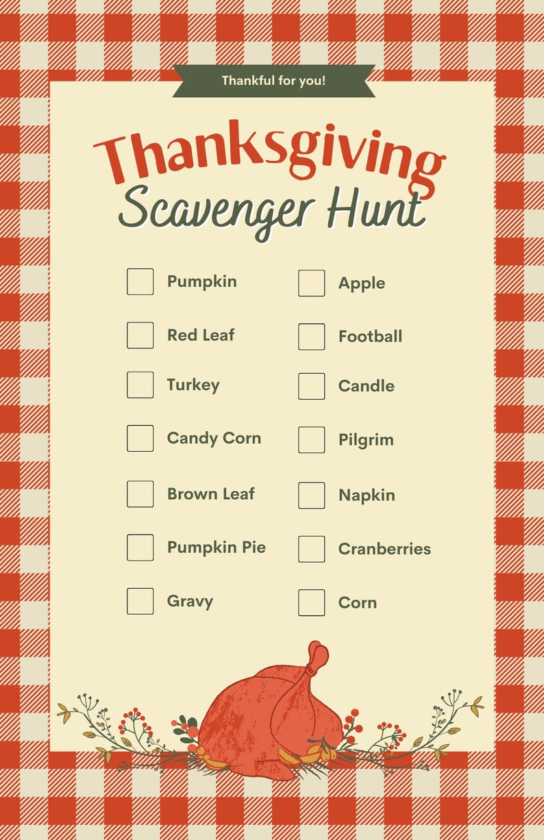 Thanksgiving Scavenger Hunt - Etsy