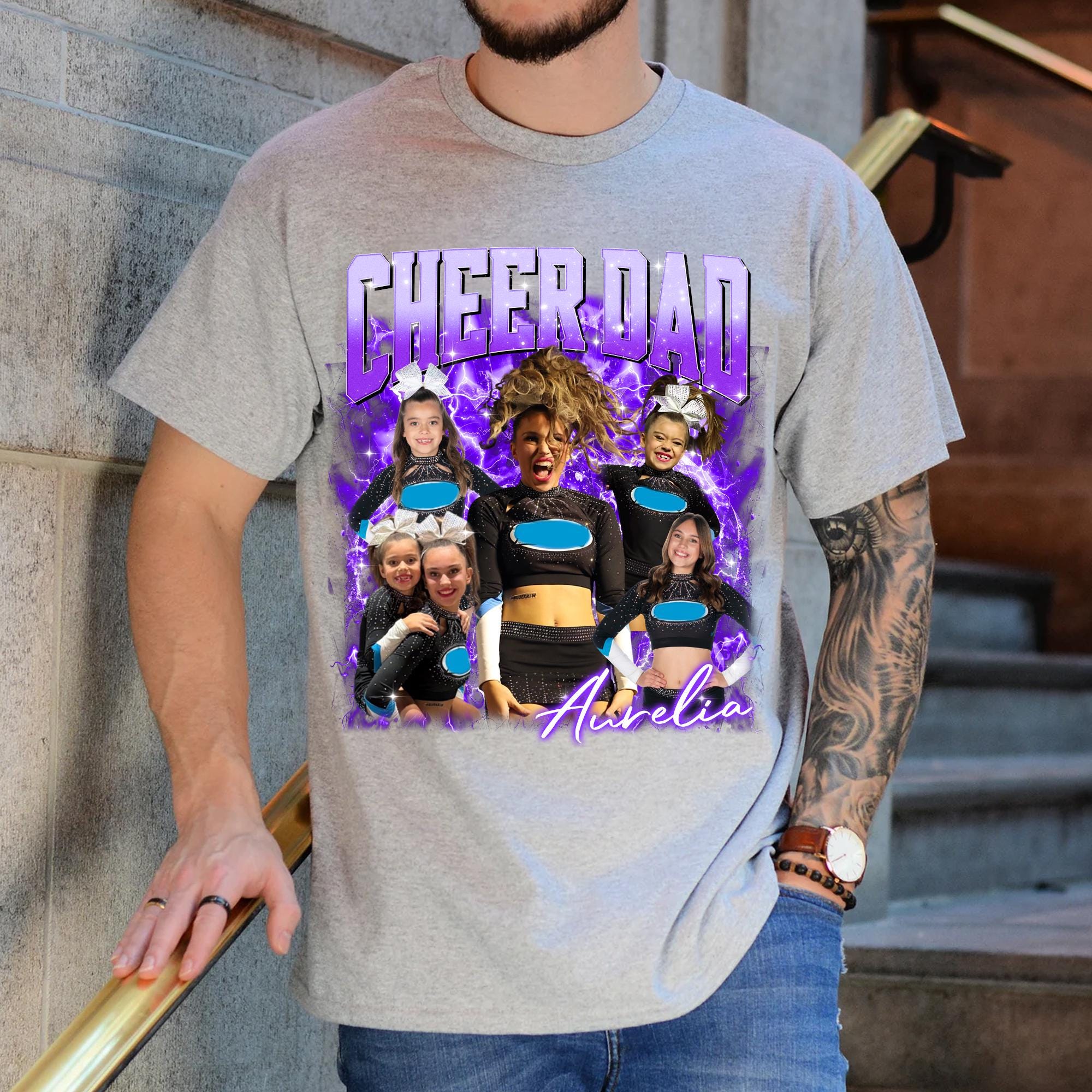 Personalized Cheer Dad T-shirt, Cheer Leading Your Own Pictures, Dance ...