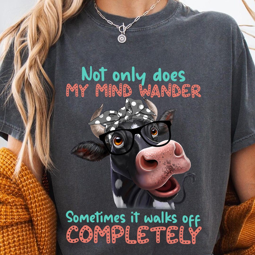 Funny Cow Mind Wander PNG - Cute Glasses Cow Digital Design for ...