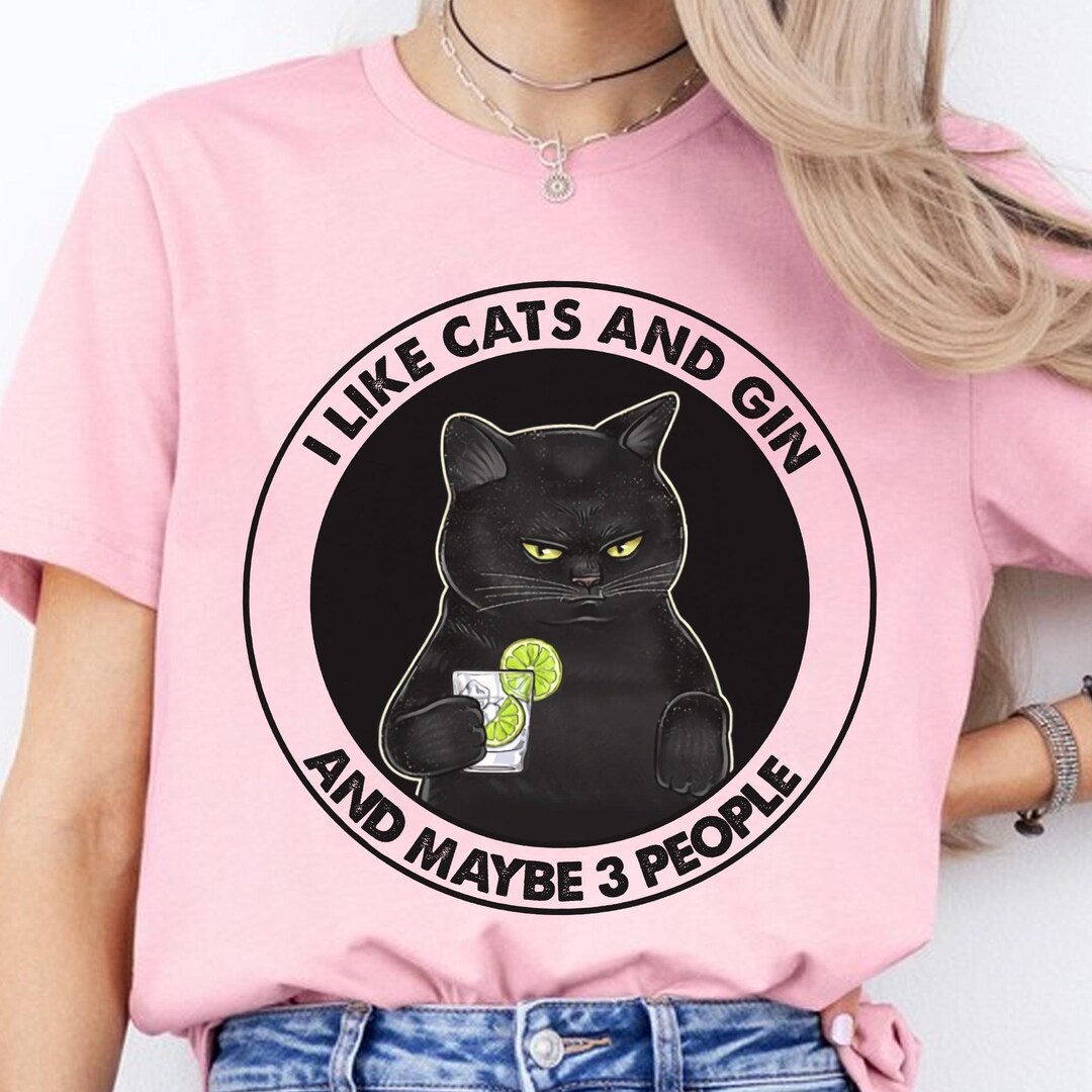 Funny Cats and Gin SVG PNG - Sarcastic Black Cat Drinking Design for ...