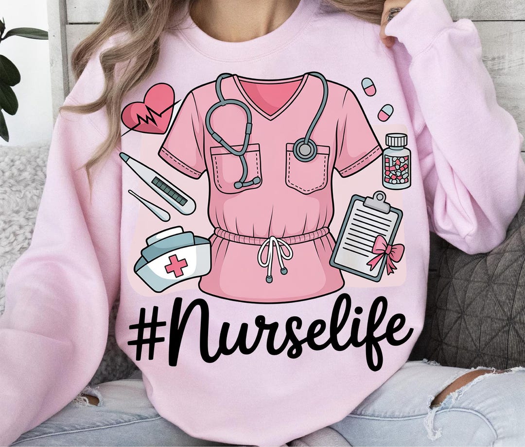 Nurselife PNG, Pink Scrubs Clipart, Medical Worker Gift (digital ...