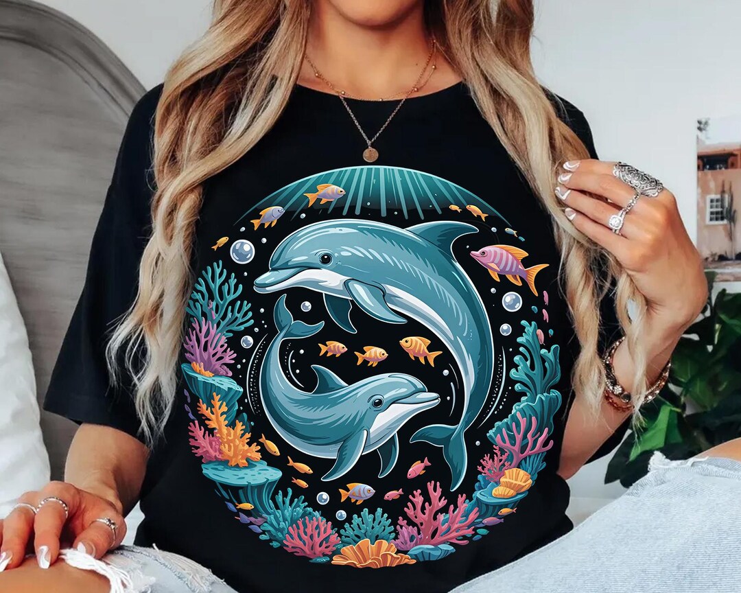 Dolphin PNG | Underwater Coral Reef Circle Design (digital Download) - Etsy